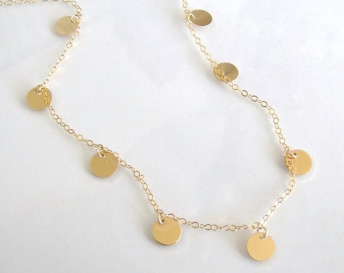 Gold Disc Necklace Mimi Ikonn Coin Drop Necklace 14k Gold - Etsy
