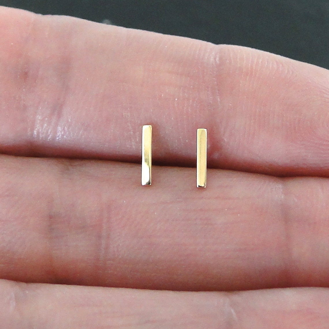Gold Bar Earrings Tiny Line Studs Stud Earrings Staple - Etsy