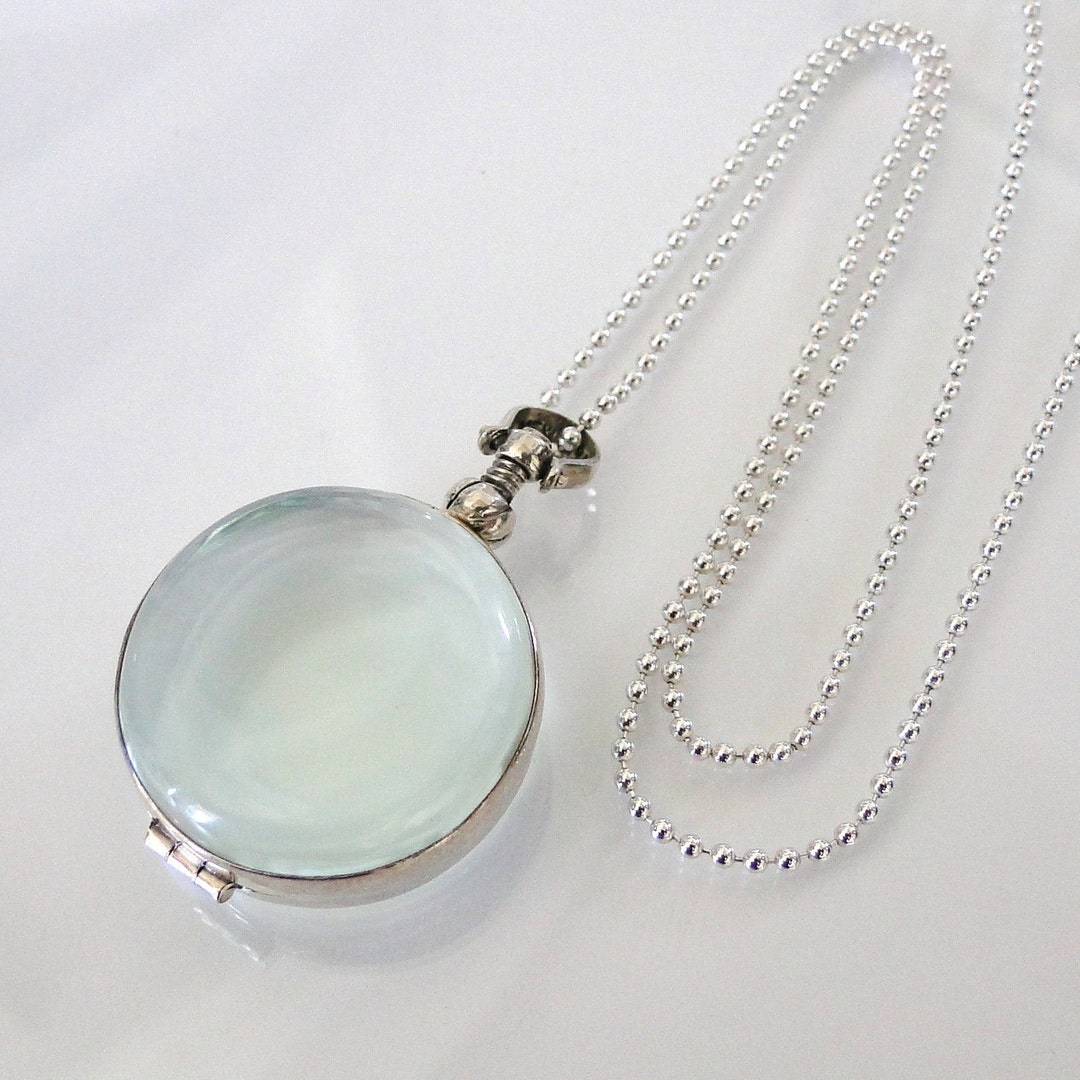 Clear Glass Locket Pendant Necklace, or Locket Only - Round Sterling ...