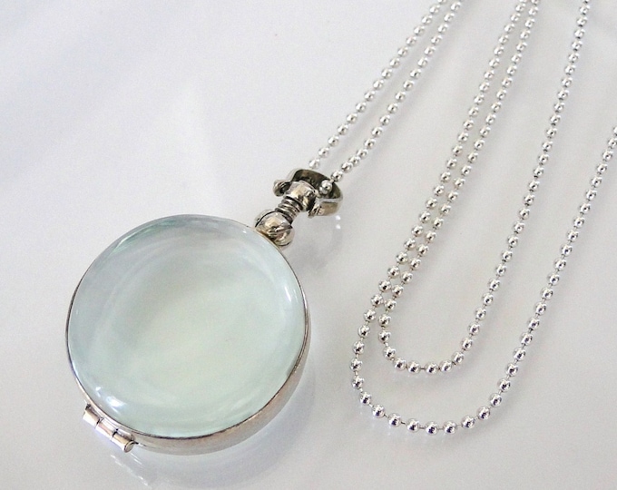 Clear Glass Locket Pendant Necklace, or Locket Only Round Sterling ...
