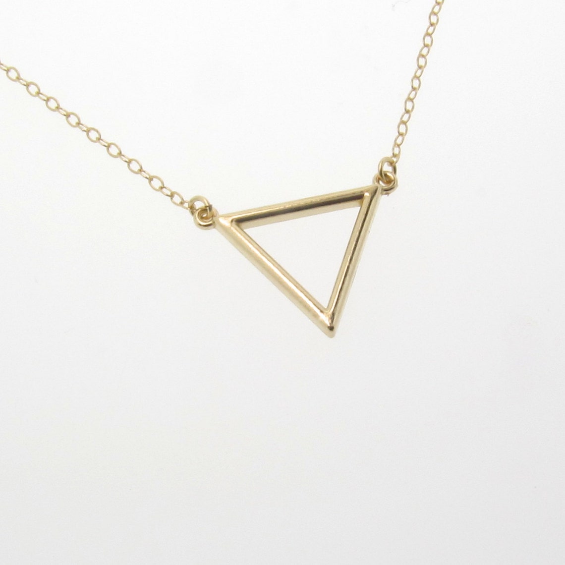 Gold Triangle Necklace 14k Gold V Charm Gold Chain Layering - Etsy