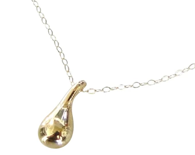 14K Gold Teardrop Necklace 14k Yellow or White Gold Simple, Dainty and ...