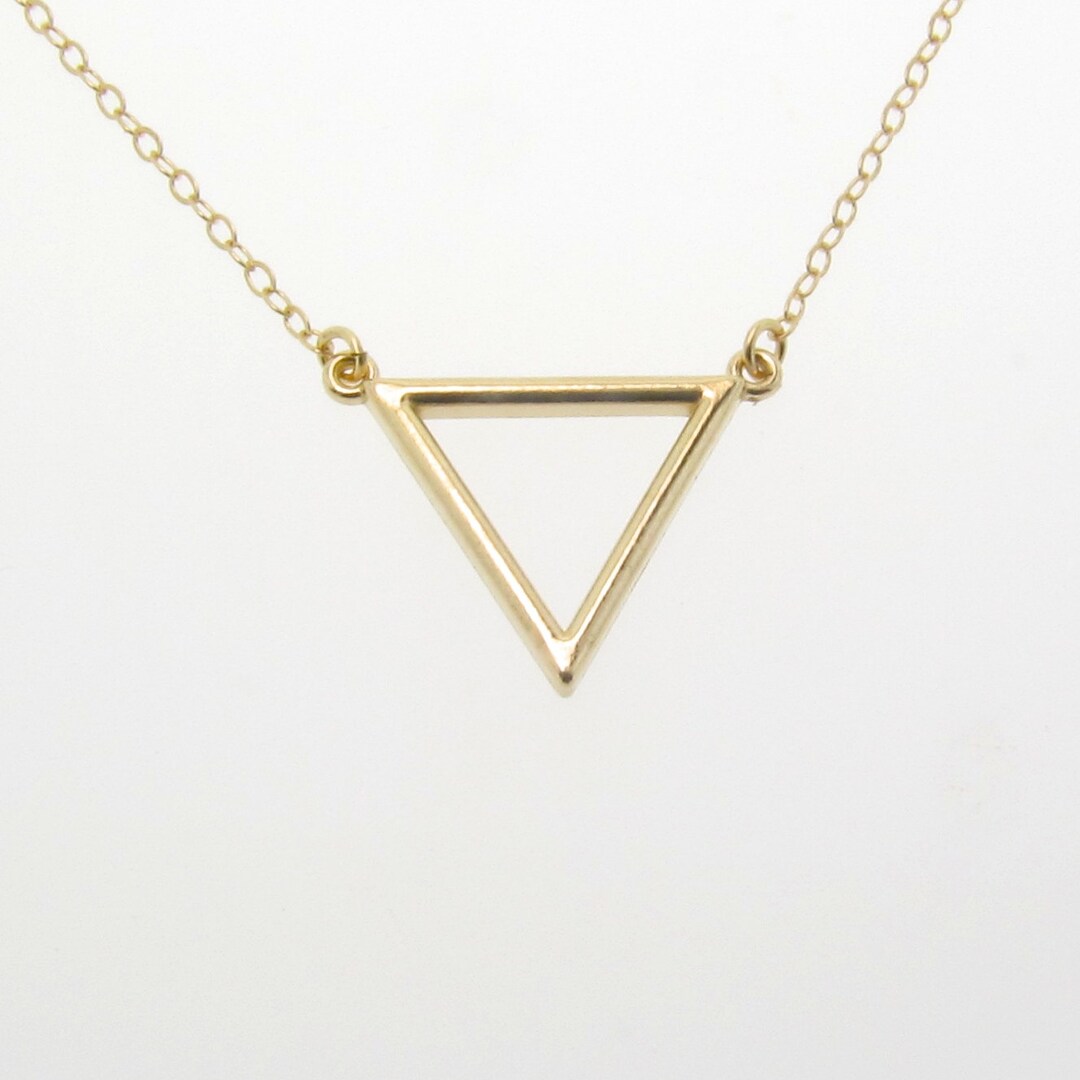 Gold Triangle Necklace 14k Gold V Charm Gold Chain Layering - Etsy