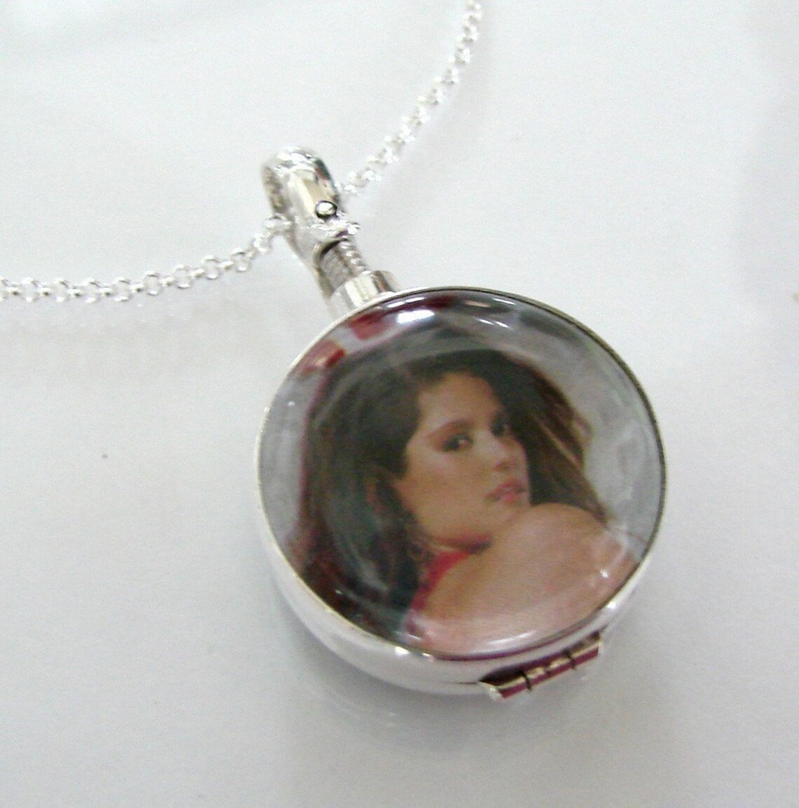 Clear Glass Locket Pendant Necklace Silver Round Sterling | Etsy