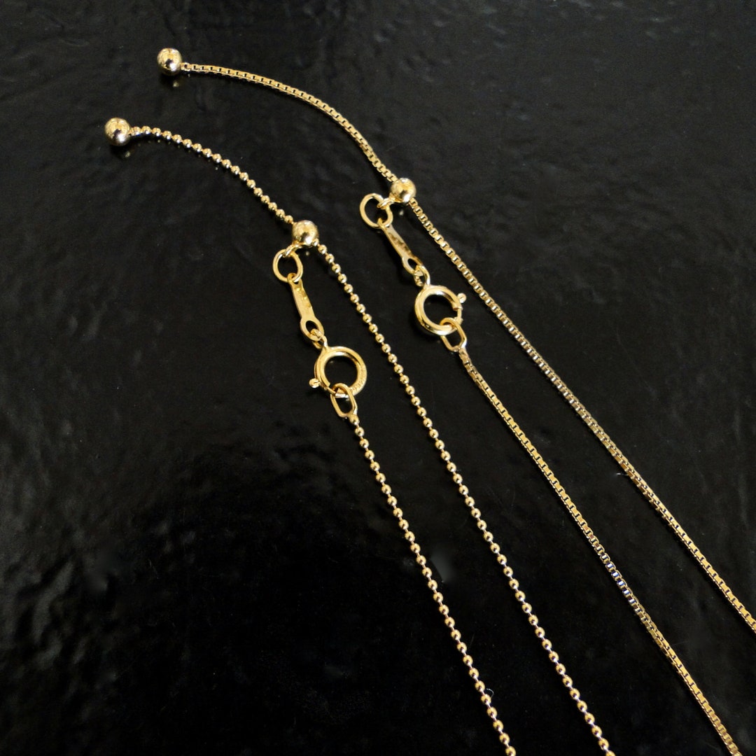 Adjustable Box Chain - 14/20 Yellow Gold Filled - Fully Adjustable up ...