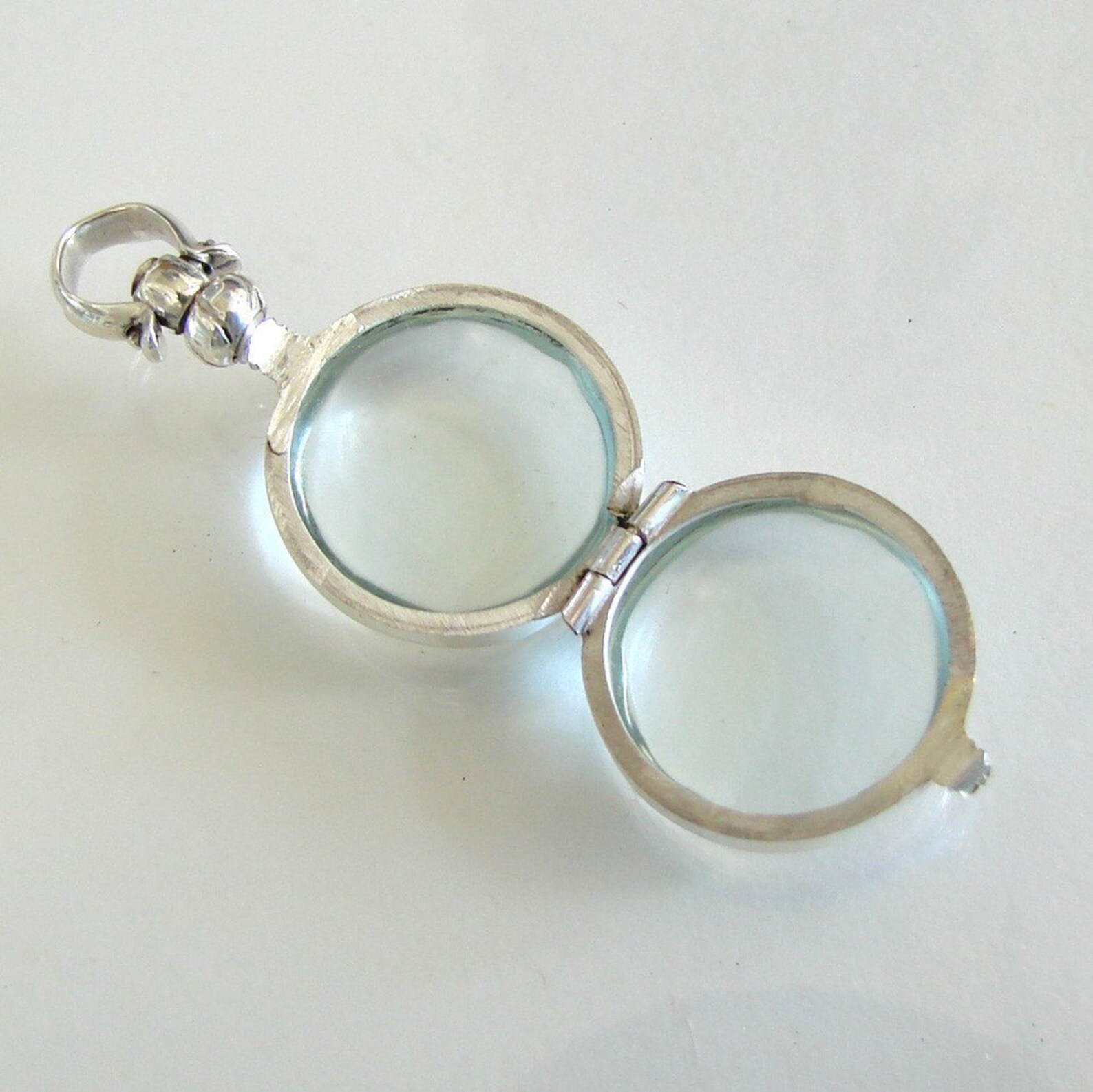 Clear Glass Locket Pendant Necklace Silver Mini Round - Etsy