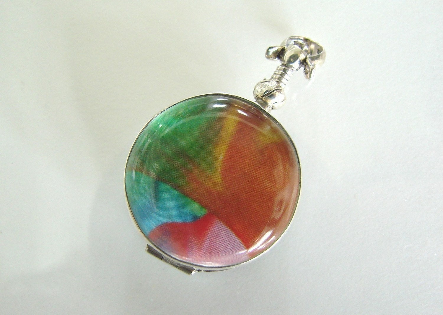 Clear Glass Locket Pendant Necklace Silver Round Sterling | Etsy