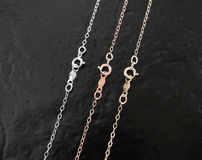 14K Gold Chain - 16", 18", 20", or 24" Solid Gold Cable Chain, 14k ...