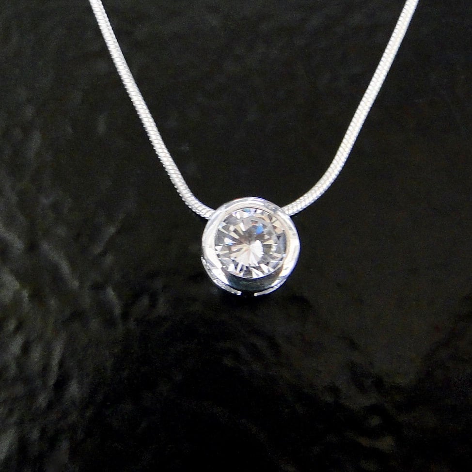 Diamond CZ Solitaire Necklace Sterling Silver and 1 Carat | Etsy Diamond CZ Solitaire Necklace Sterling Silver and 1 Carat | Etsy