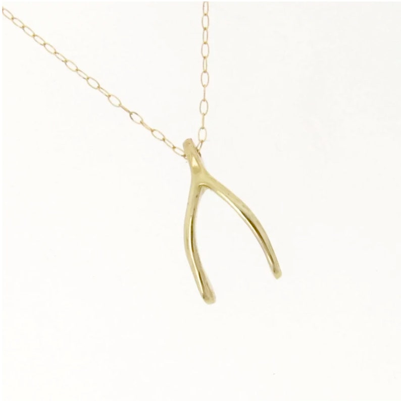 Gold Wishbone Necklace 14K Wishbone Necklacecelebrity Style | Etsy