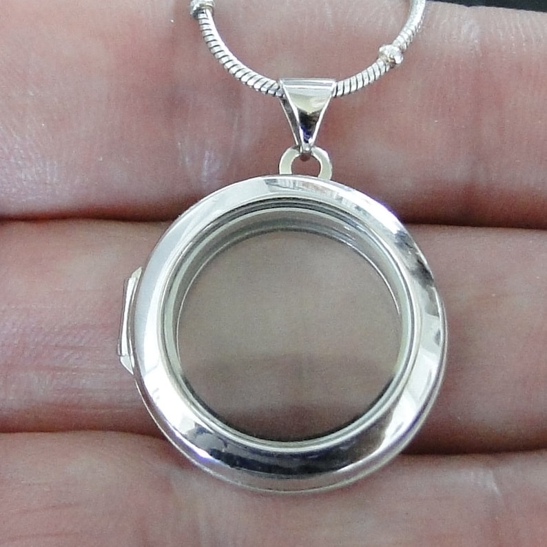 Sterling Silver 3-D Clear Glass Locket Necklace Sterling | Etsy