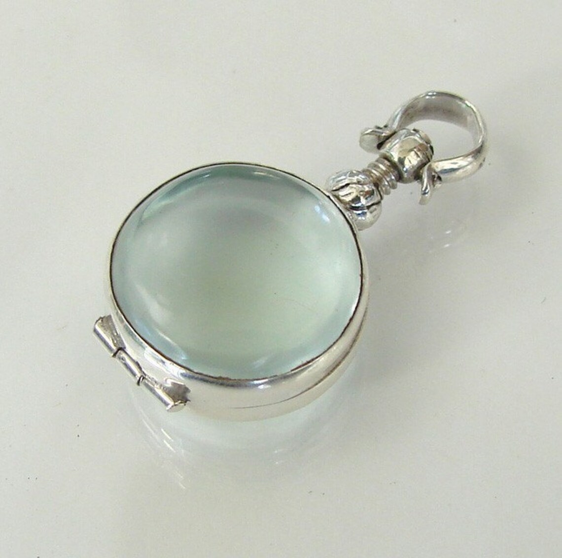 Clear Glass Locket Pendant Necklace Silver Mini Round - Etsy