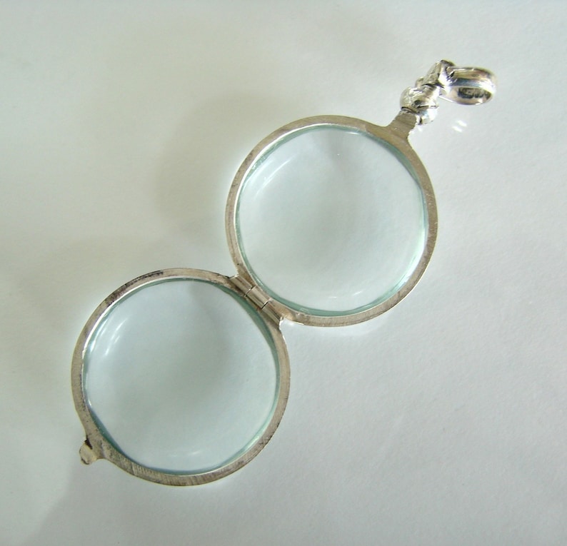 Clear Glass Locket Pendant Necklace Silver Round Sterling | Etsy