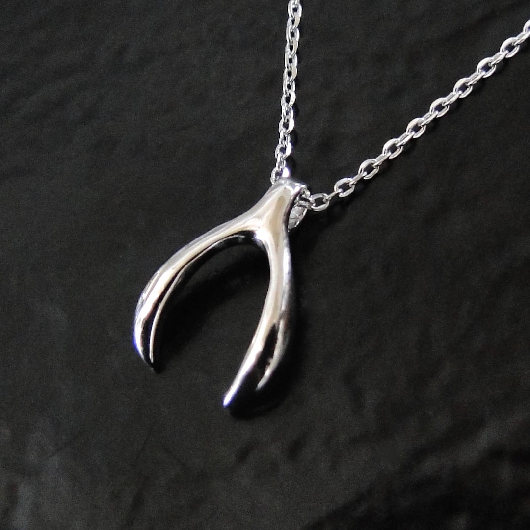 Wishbone Necklace - Sterling Silver Wishbone Necklace, Make a Wish - Etsy