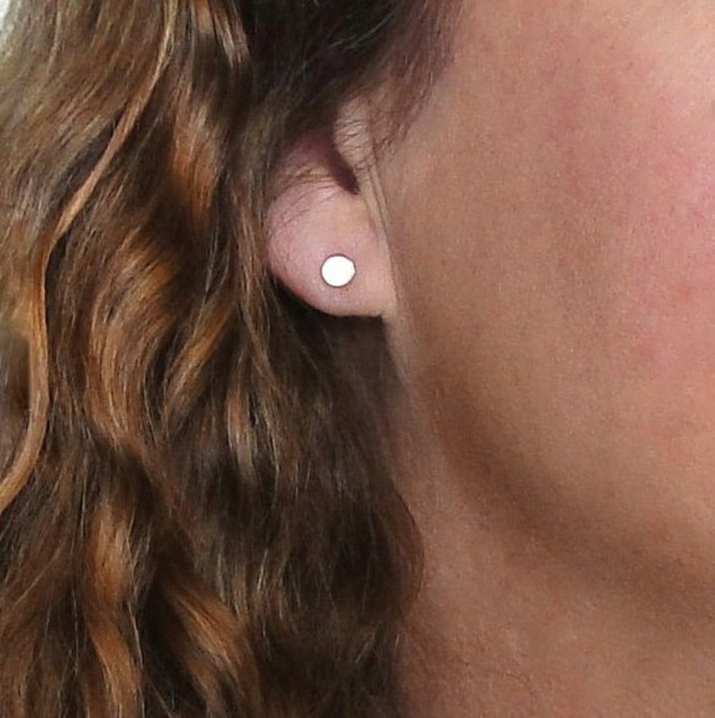 Tiny Round Stud Earrings Gold 14k Gold Flat Disc Ear Studs | Etsy