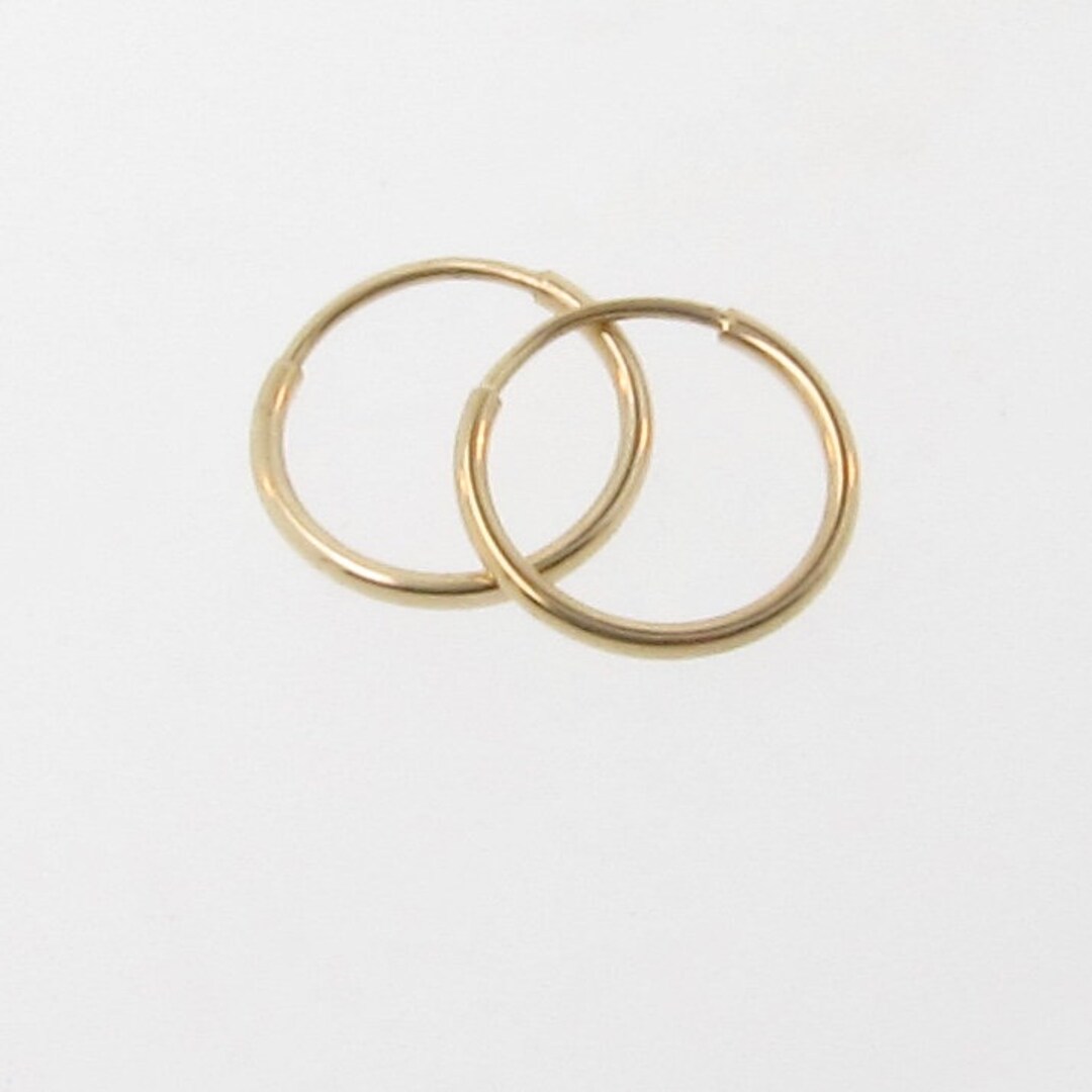 14k SOLID Gold Endless Hoops - Single or Pair Tiny 10mm - With or ...