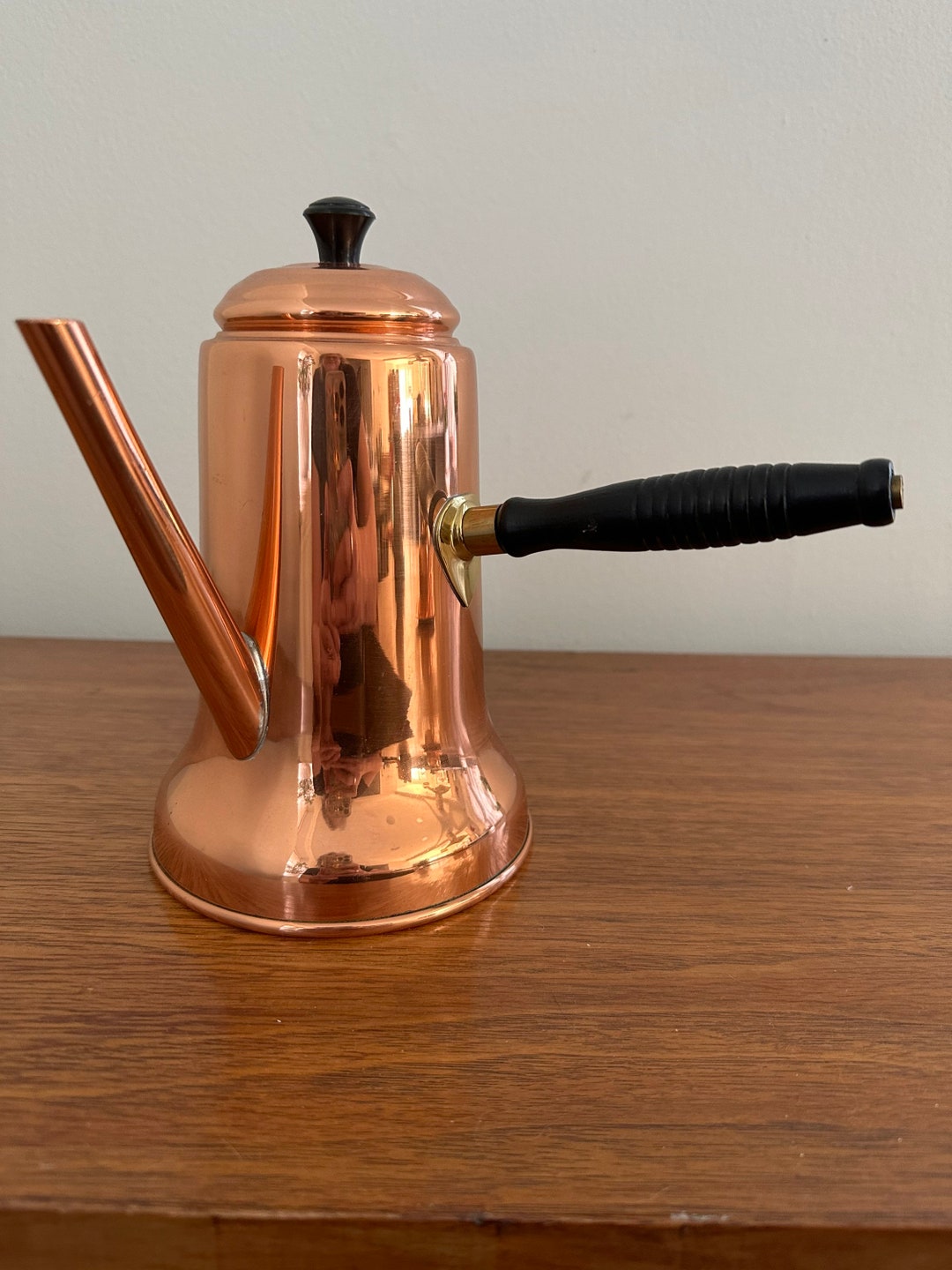 Vintage Mid Century Modern Copper Tea Pot Coffee Pot Espresso Atomic ...