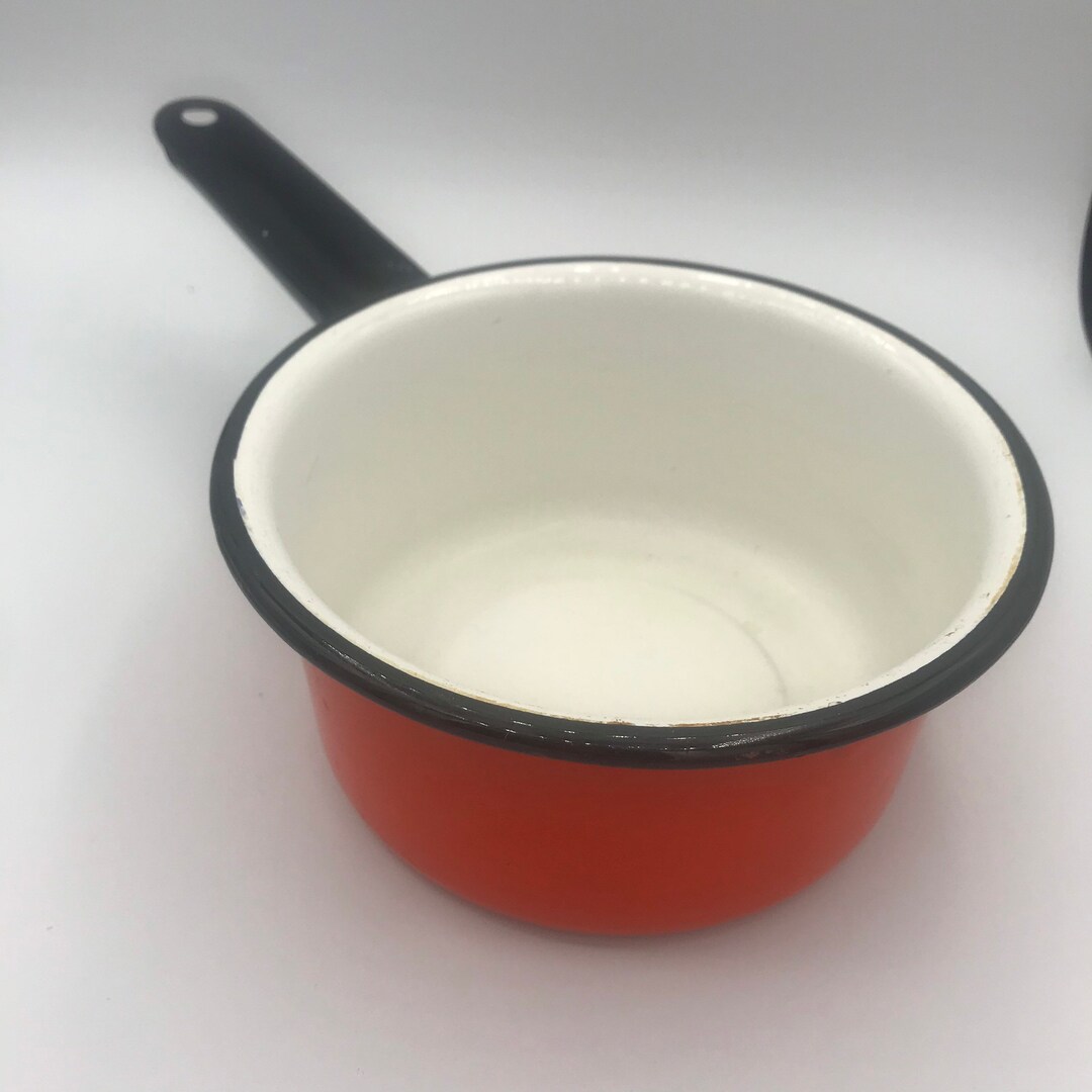Enamelware Small Pot Vintage Orange 4 Cup - Etsy