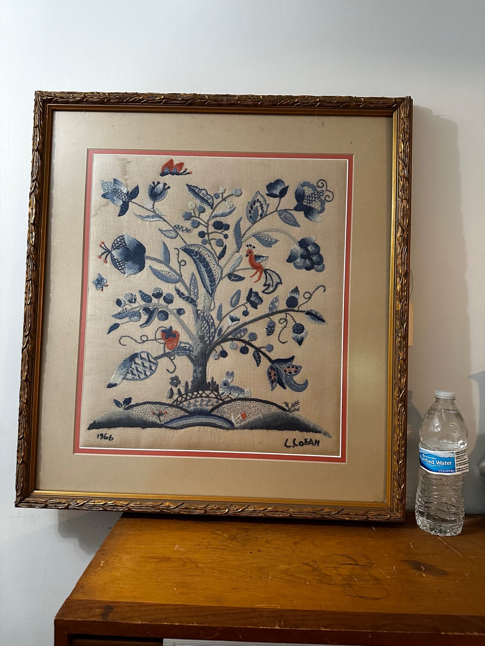 Large Vintage Embroidery Sampler Walllarge Framed Flower Embroidery ...