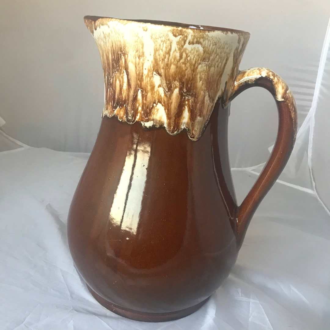 Large Brown Pitcher-vintage Large Roseville Water Pitcher-large Water ...