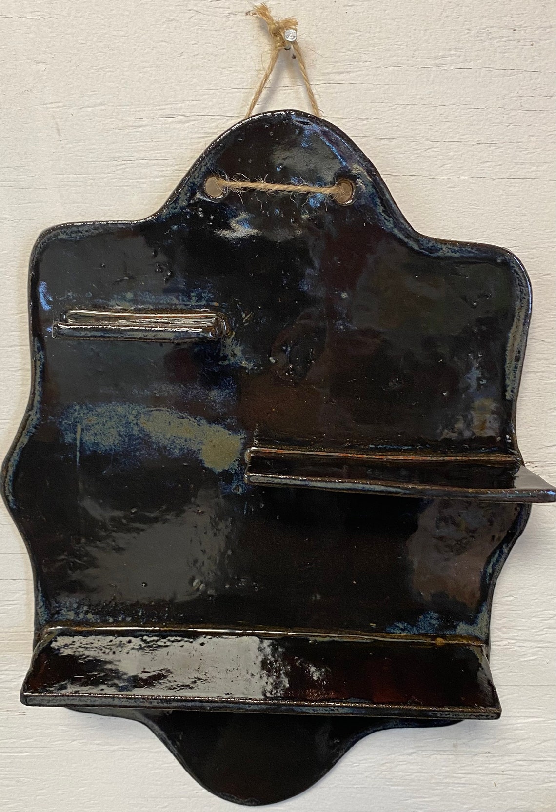Pottery, Handmade Altar, Shelf, Wall Hanging, Midnight Black With ...