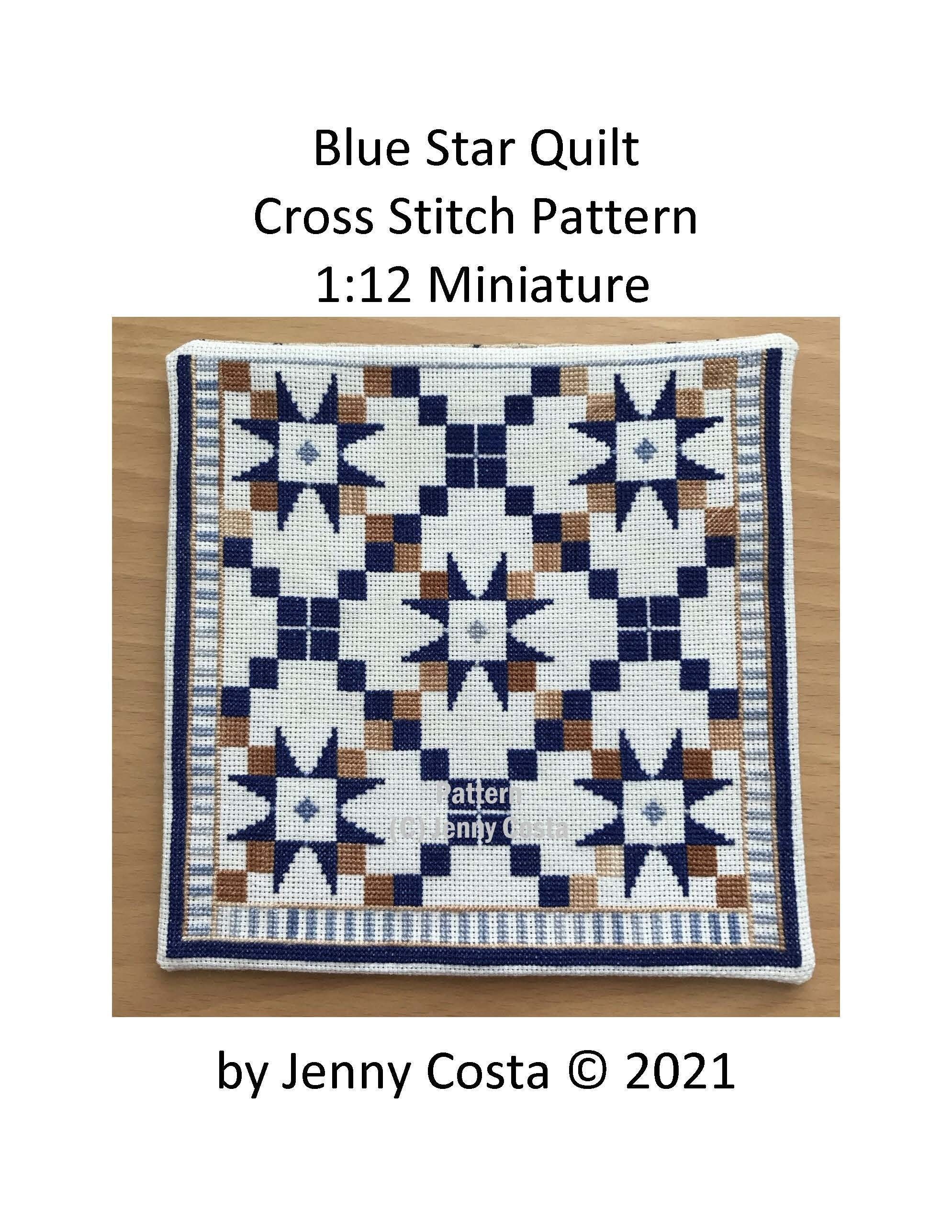Blue Star Quilt 1:12 Dollhouse Miniature - Cross Stitch Pattern PDF - Etsy