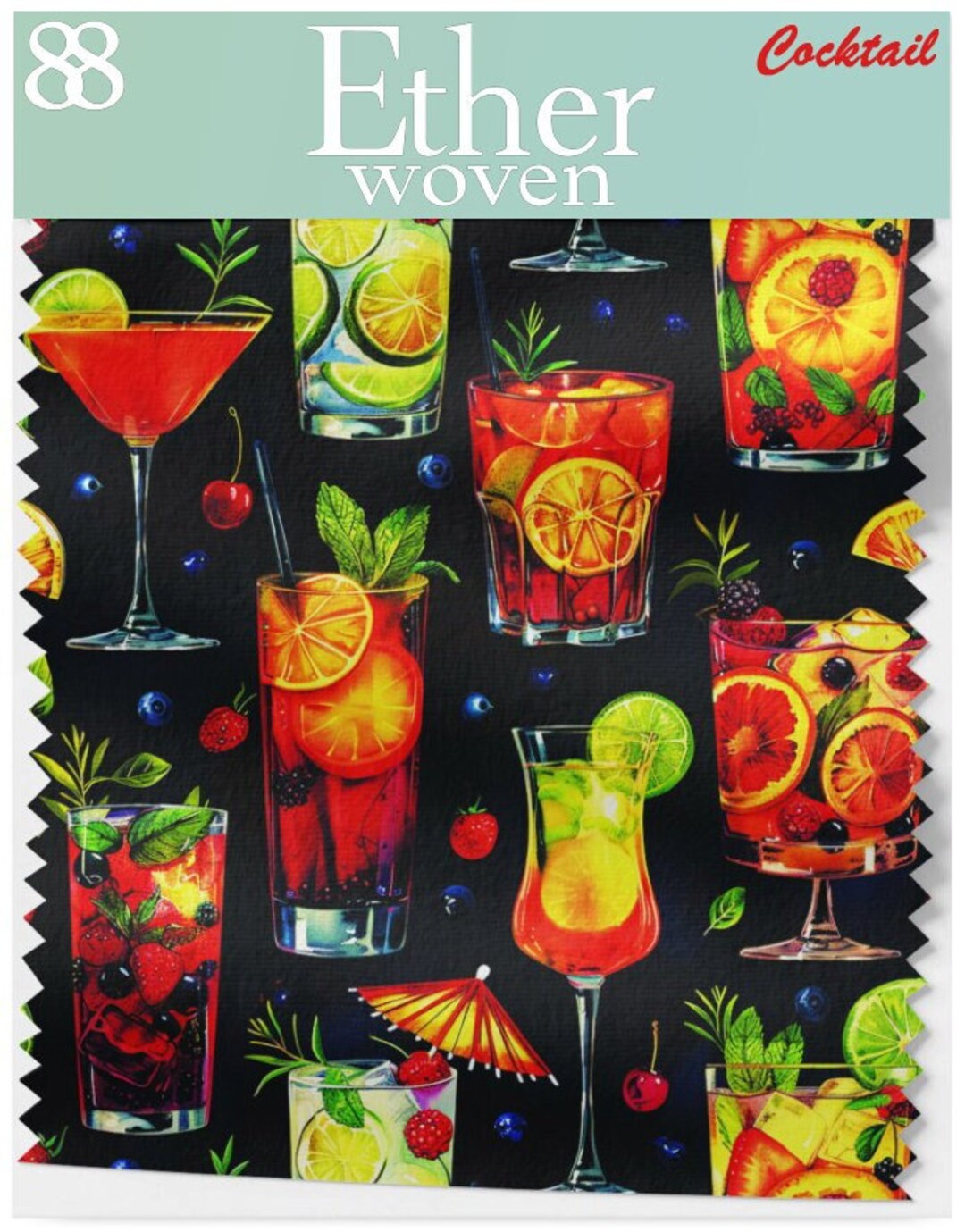 Cocktail: Fabric Sold by the Meter, Printed Fabric Available in Several ...