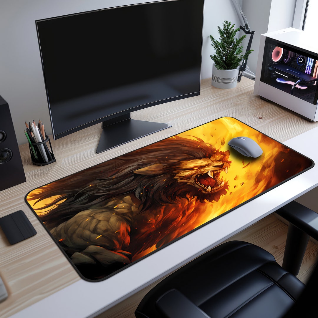 Gold Mane Beast Gaming Mouse Pad Large Mousepad, Stitched Edges ...