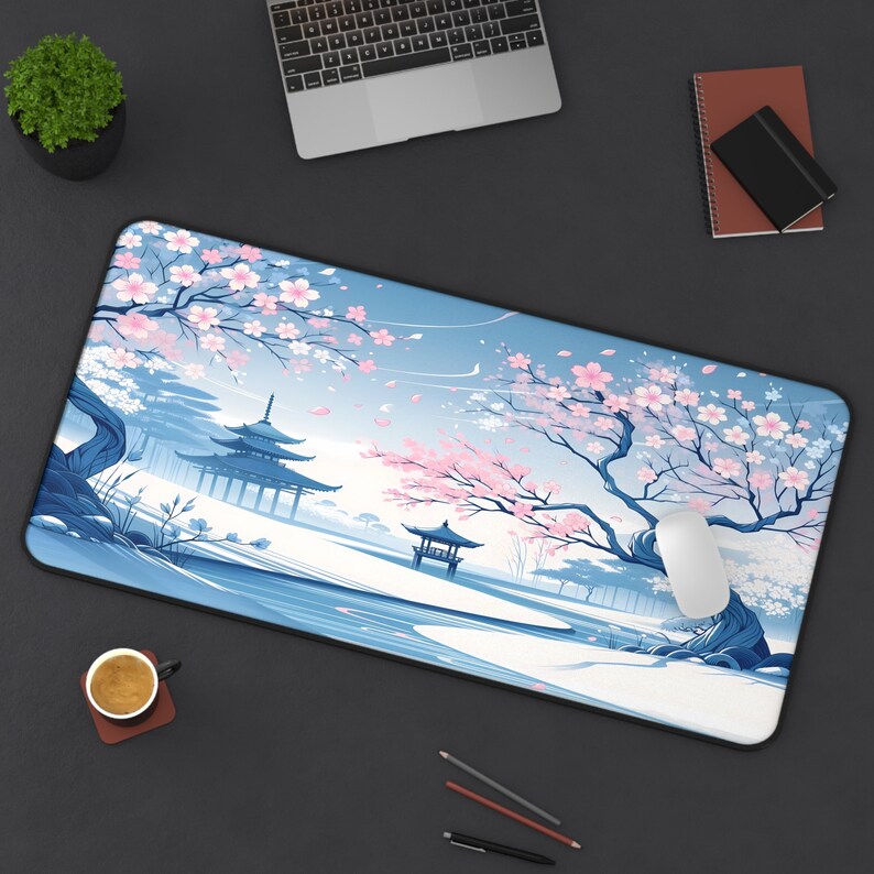 Japanese Cherry Blossom Gaming Mouse Pad Large Mousepad, Stitched Edges ...