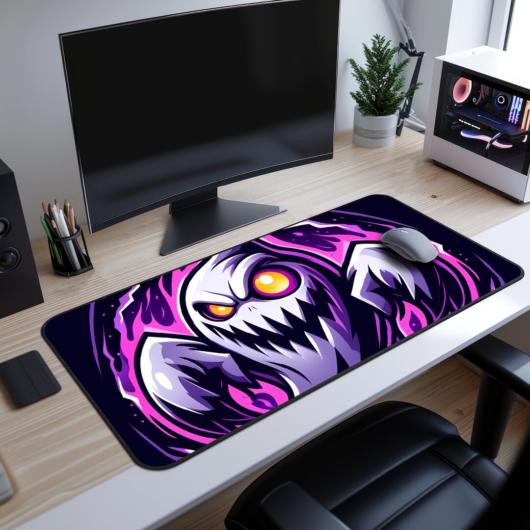 Vibrant Pink Ghost Gaming Mouse Pad Large, Stitched Edges, Keyboard ...