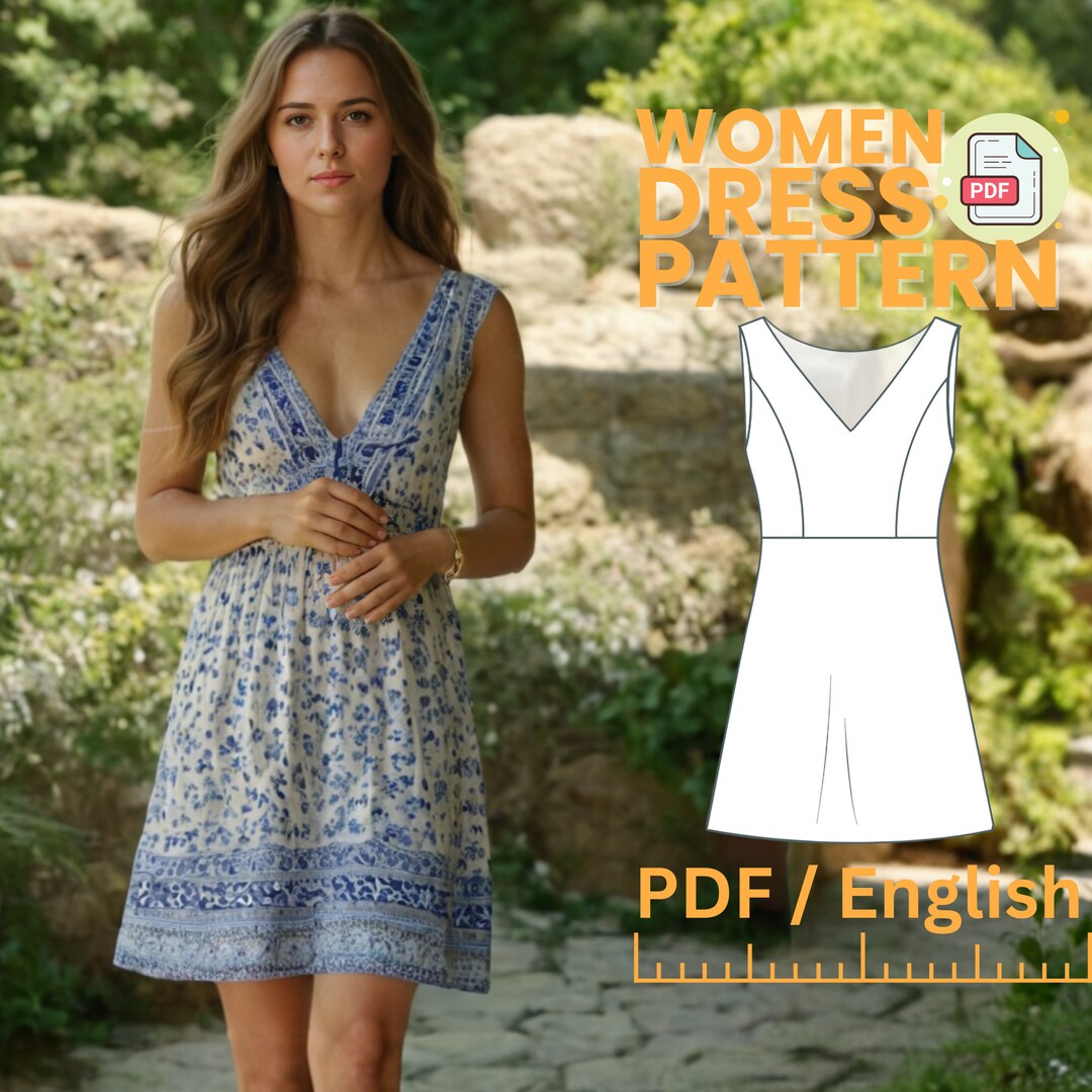 Women Dress Sewing Pattern, Sleeveless Summer Dress Pattern, Midi Dress ...