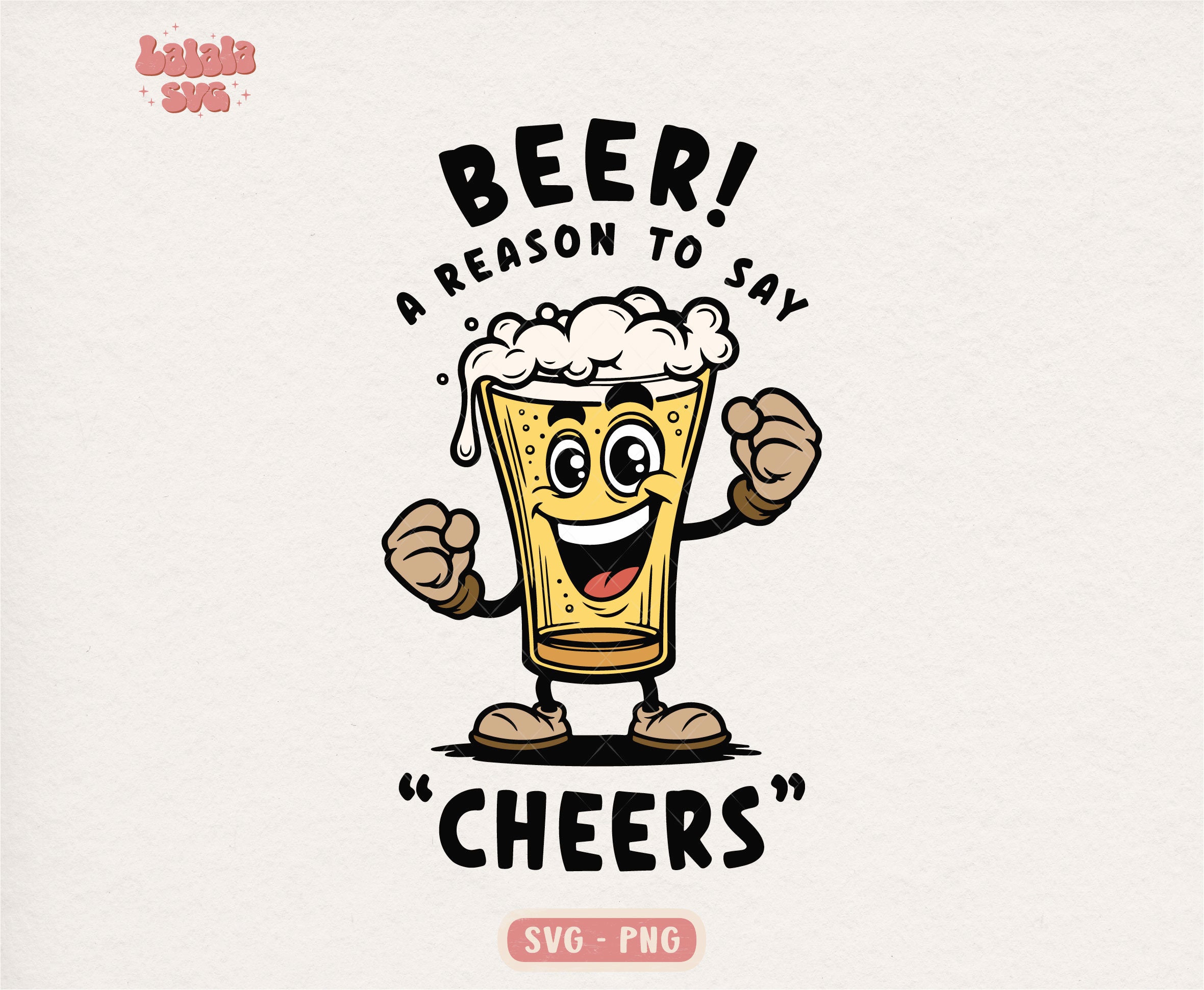 Beer A Reason to Say Cheers Svg, Beer Retro Character Svg, Day Drinking ...