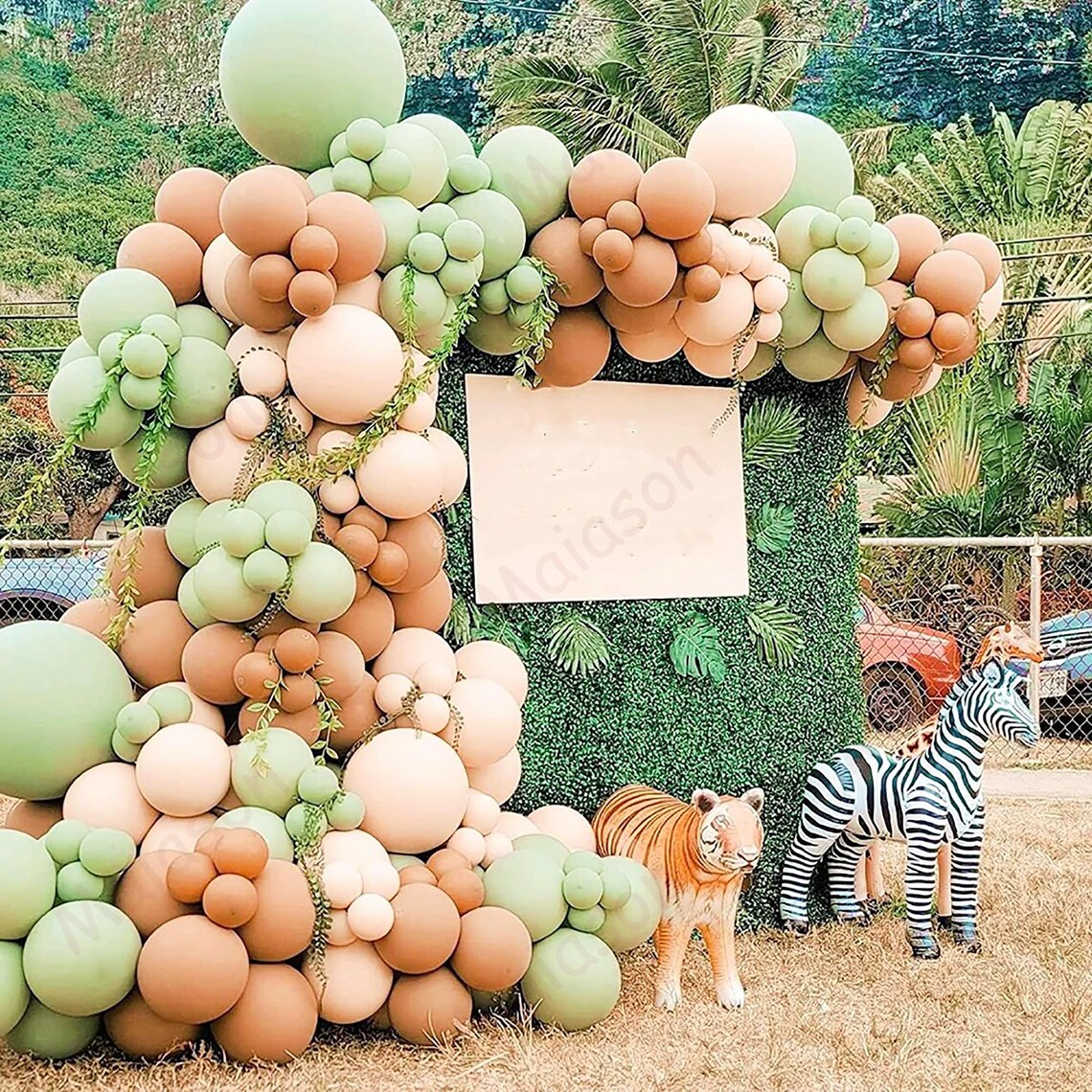 118pcs Sage Green Balloon Garland Arch Kit Retro Metallic Gold and ...