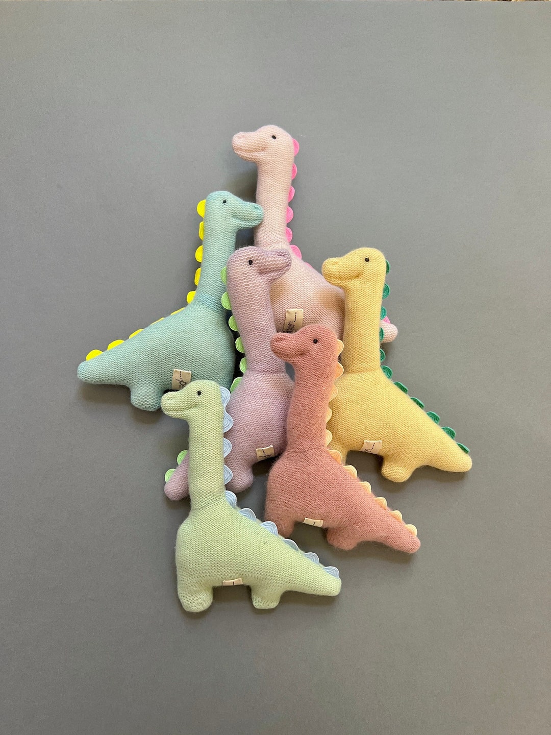 Upcycled Cashmere Dippy Dino Rattle Pastels - Etsy