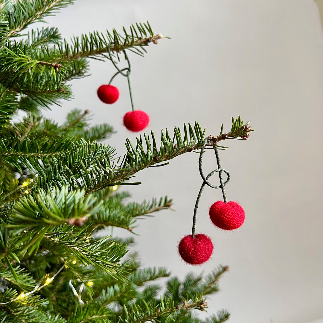 Upcycled Cashmere Cherry Decorations - Etsy