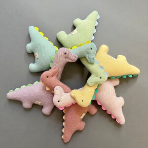 Upcycled Cashmere Dippy Dino Rattle Pastels - Etsy