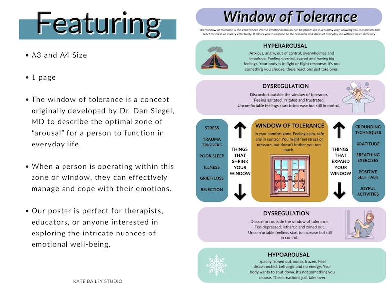 Window of Tolerance Poster Window of Tolerance Worksheets Window of ...