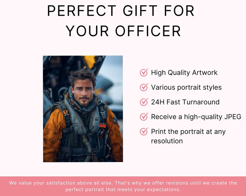 Custom Portrait From Photo Pilot Officer Army Military Personalized ...
