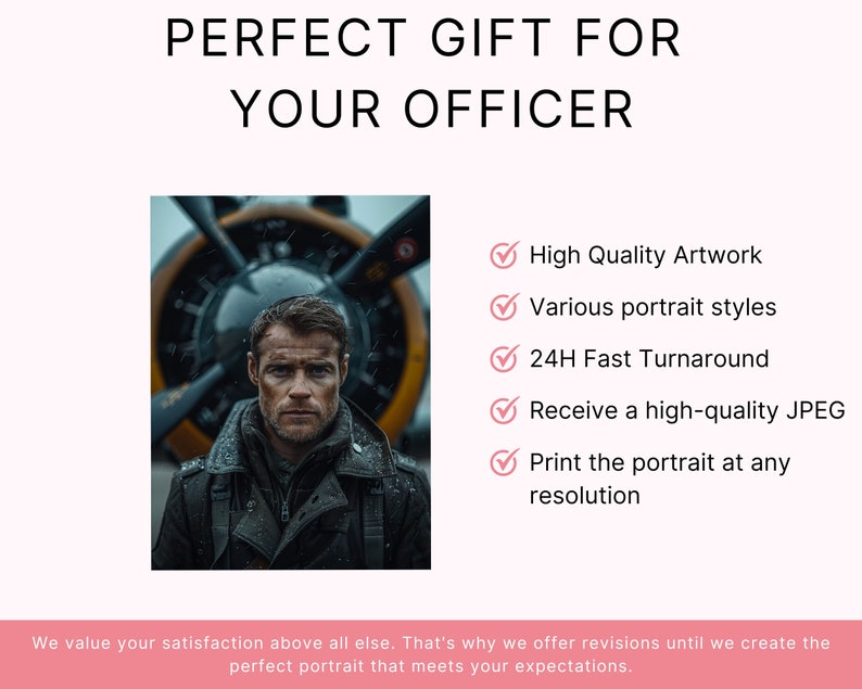 Custom Portrait From Photo Officer Army Military Vintage Personalized ...