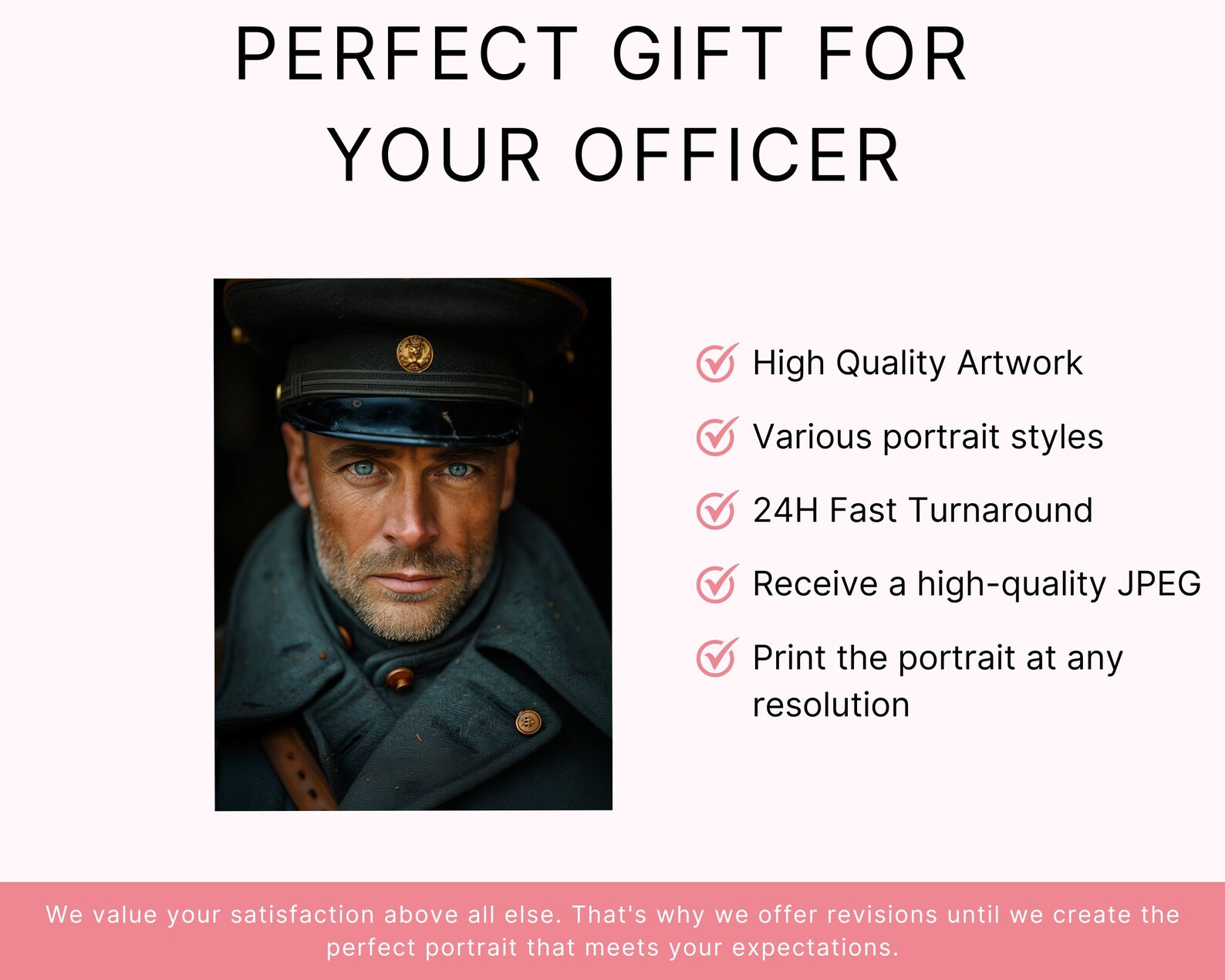 Custom Portrait From Photo Officer Army Military Vintage Personalized ...