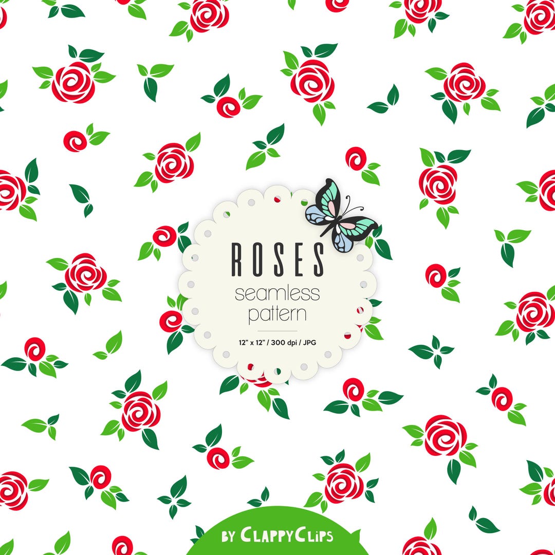 Small Red Roses Seamless Pattern for Fabric. Ditsy Red Rose Repeat File ...