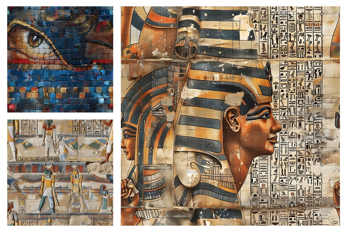 Ancient Egypt Digital Paper, Seamless Ancient Egypt Printable Textures ...