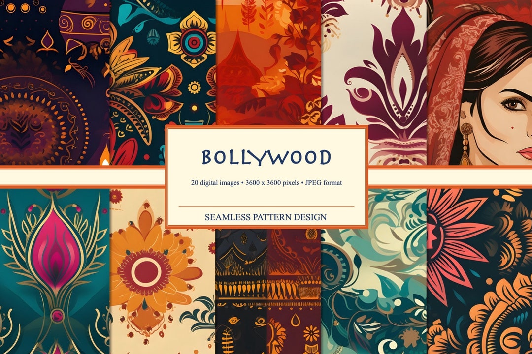 Bollywood Art Digital Paper, Seamless Bollywood Art Patterns Printable ...