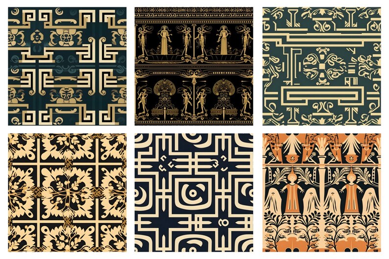 Ancient Greek Digital Paper, Seamless Ancient Greek Patterns Printable ...