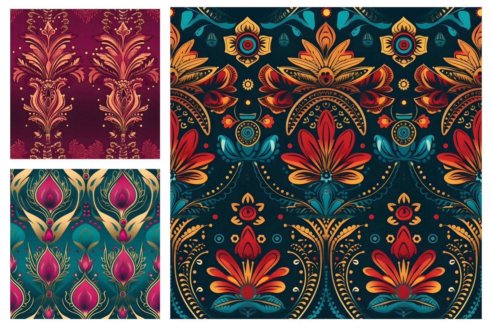 Bollywood Art Digital Paper, Seamless Bollywood Art Patterns Printable ...