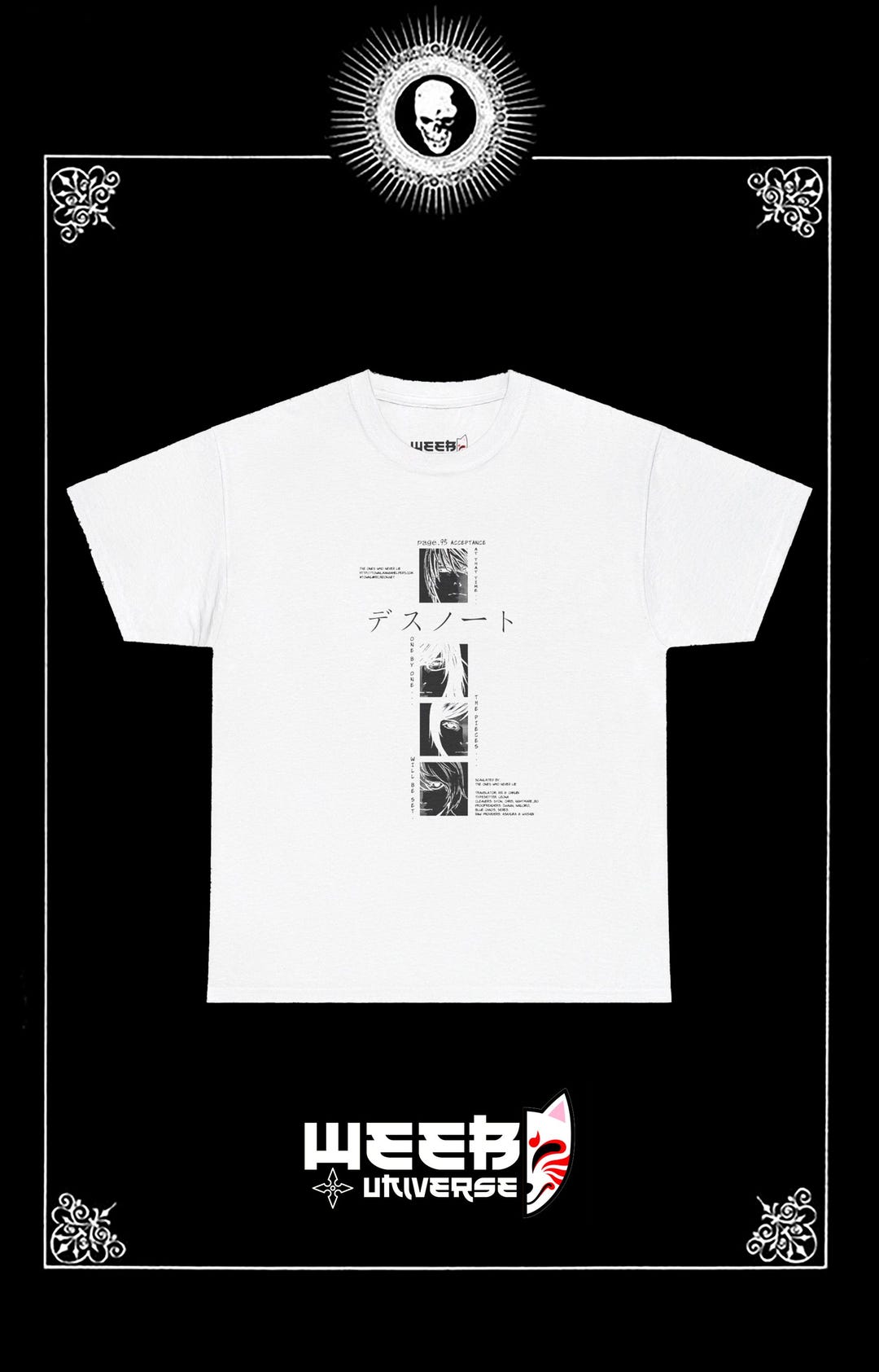 Death Note Anime, Manga Style, Black and White Death Note T-shirt, 100% ...