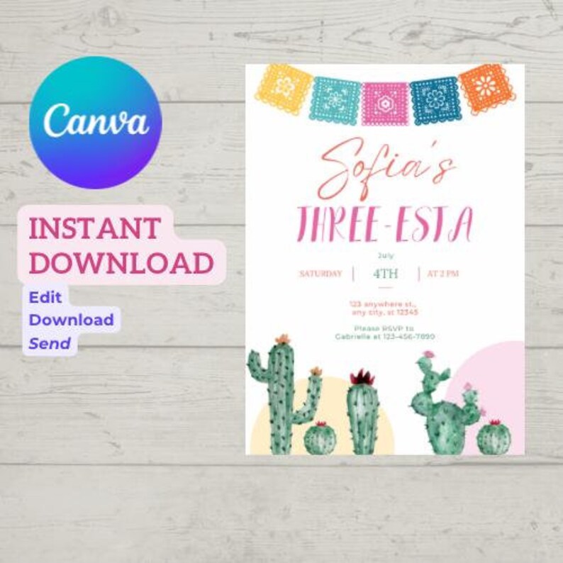 Three-esta Birthday Invitation, Fiesta Birthday, Mexican Birthday, Taco ...