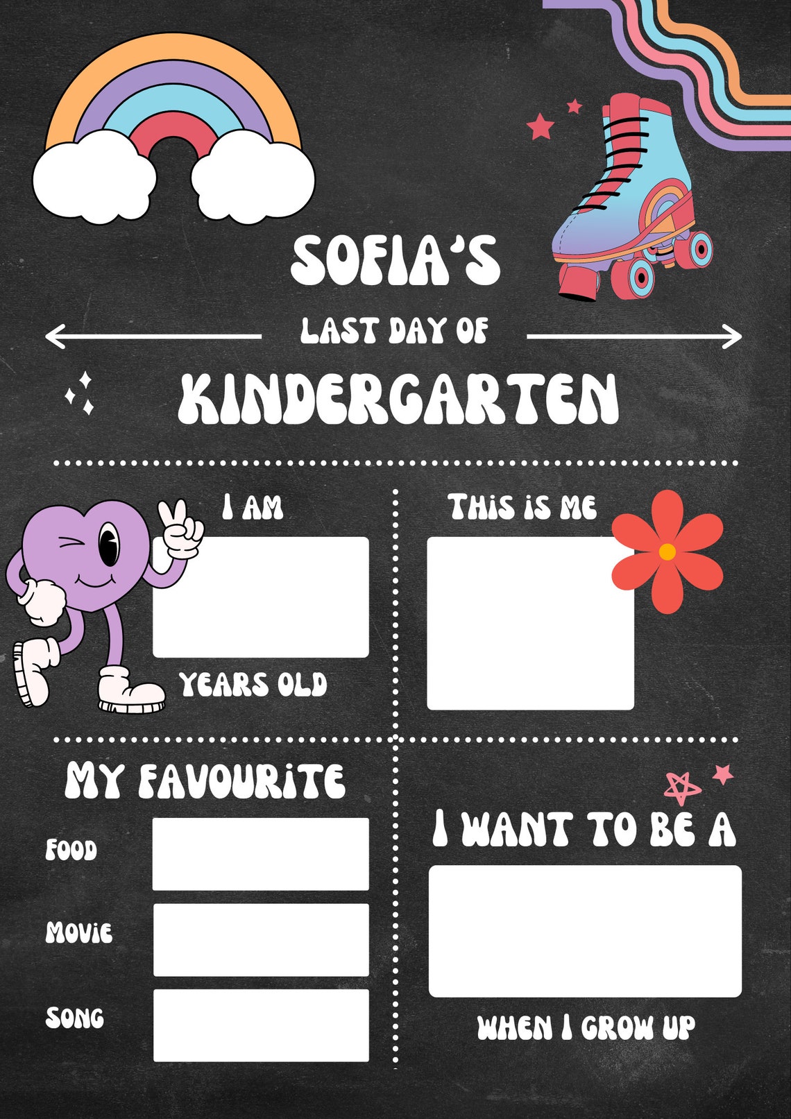 Last Day of School Sign Template, Editable Retro Design, Canva Friendly ...