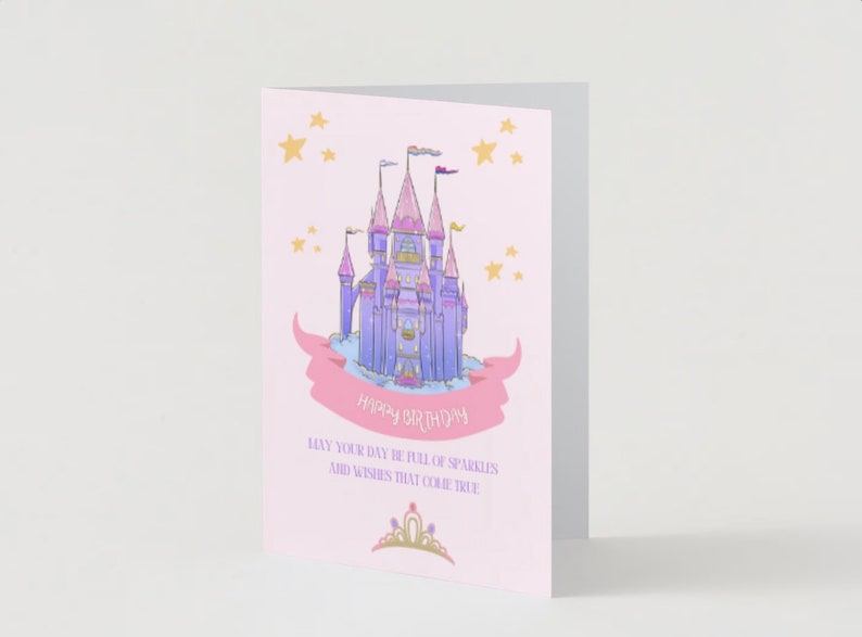 Princess Birthday Card Digital Download, Kids Birthday Card, Printable ...