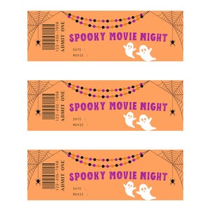 Kids Halloween Movie Night Ticket, Digital Download, Spooky Printable ...